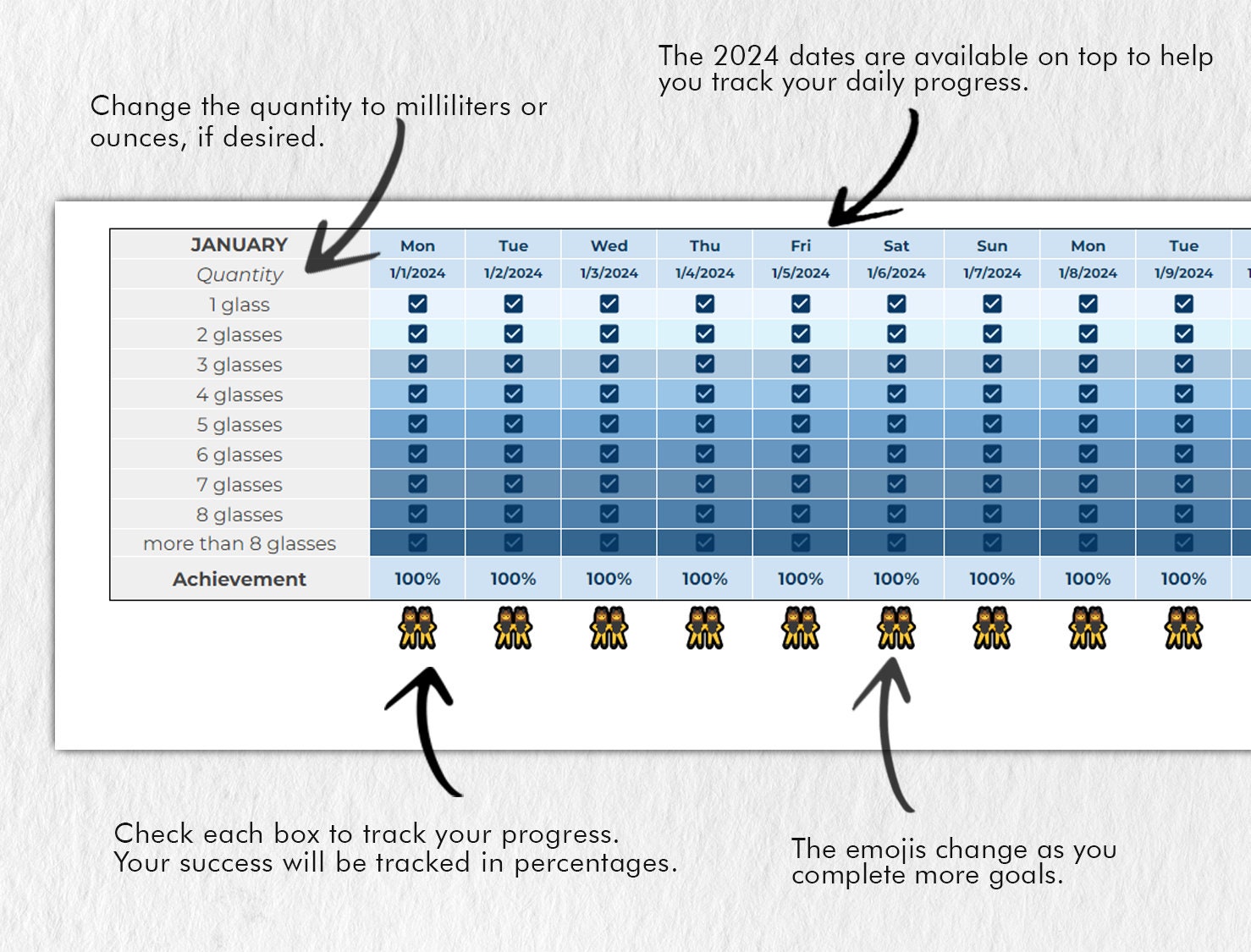 Water Intake Tracker Spreadsheet, Daily Water Intake Template Google ...