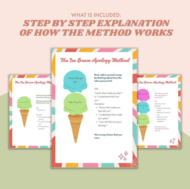 Ice Cream Apology Method Worksheet: Kids Communication Skills (PDF ...