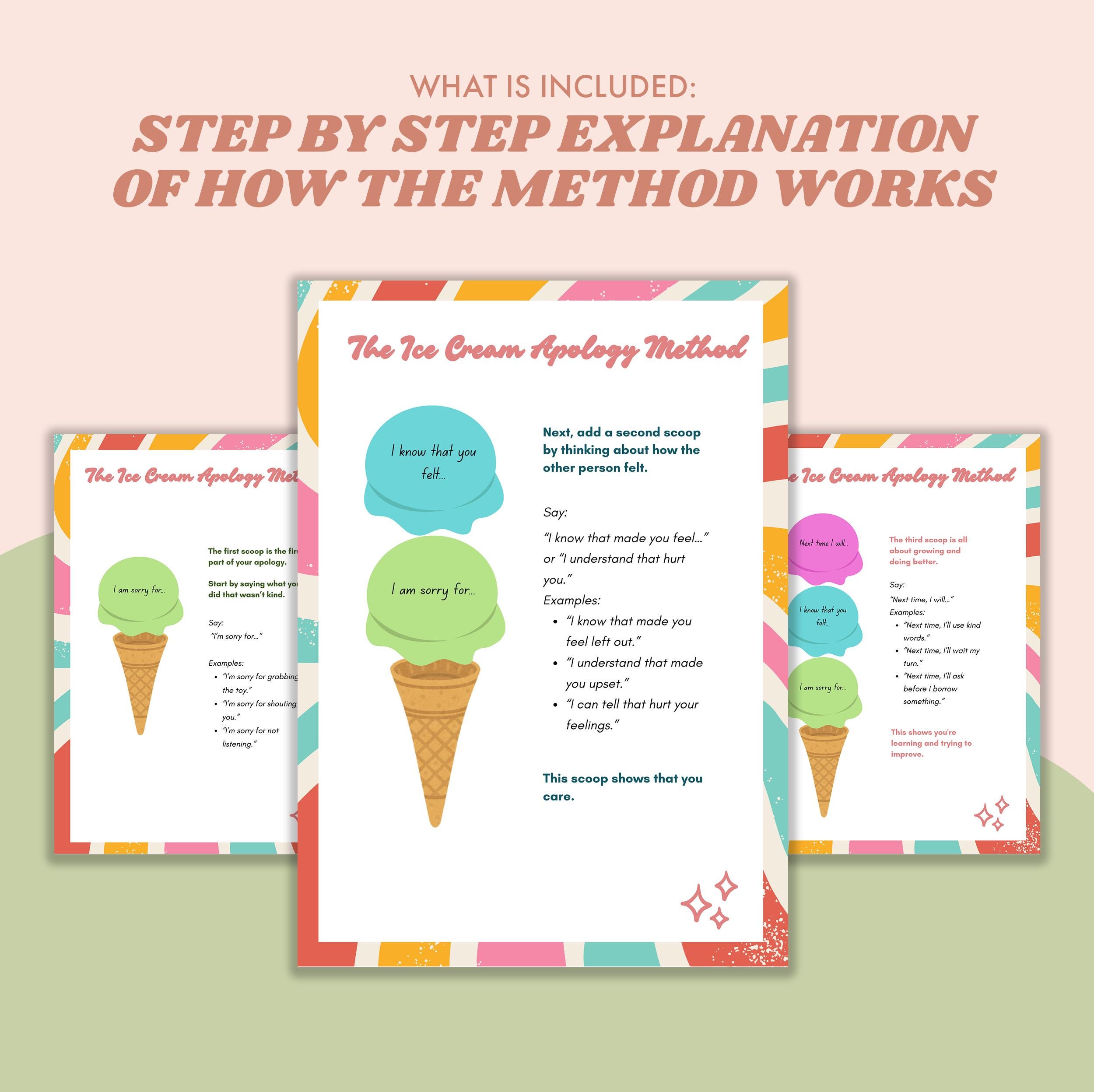 Ice Cream Apology Method Worksheet: Kids Communication Skills (PDF ...