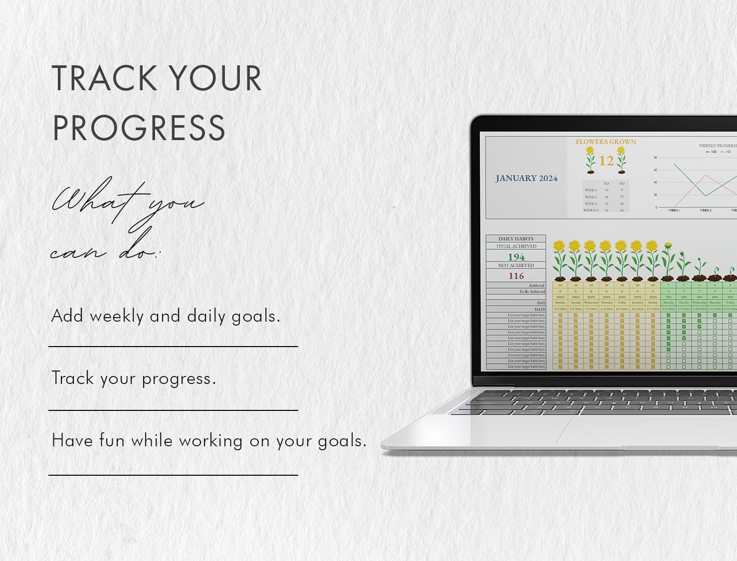 Monthly Goal Tracker for Google Sheets, Habit Spreadsheet Template, New ...