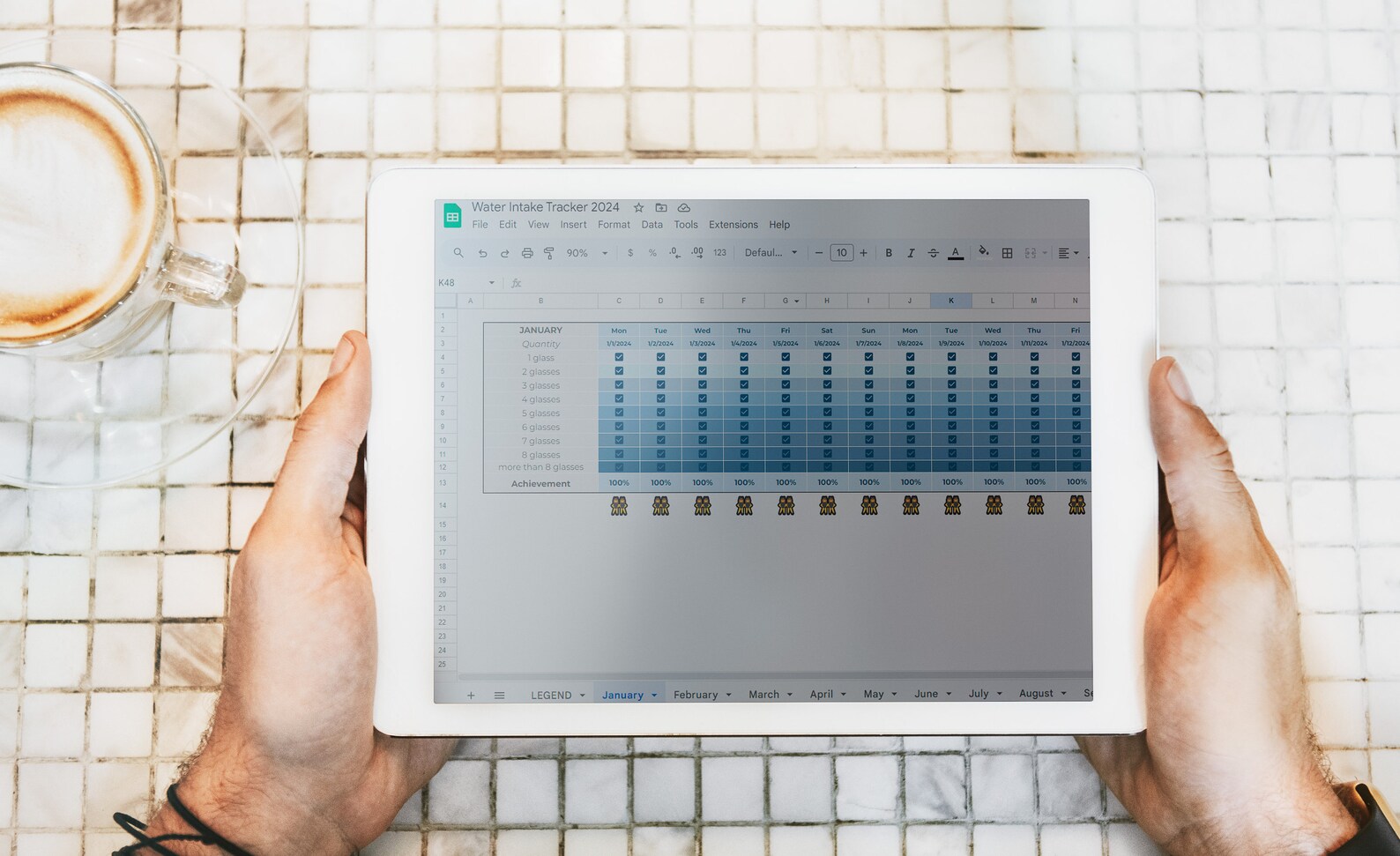Water Intake Tracker Spreadsheet, Daily Water Intake Template Google ...