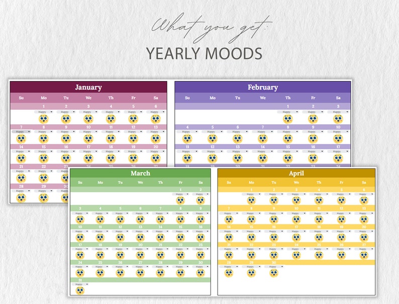 Mood Tracker Google Sheets Template, Mood Journal Digital, Feelings and ...