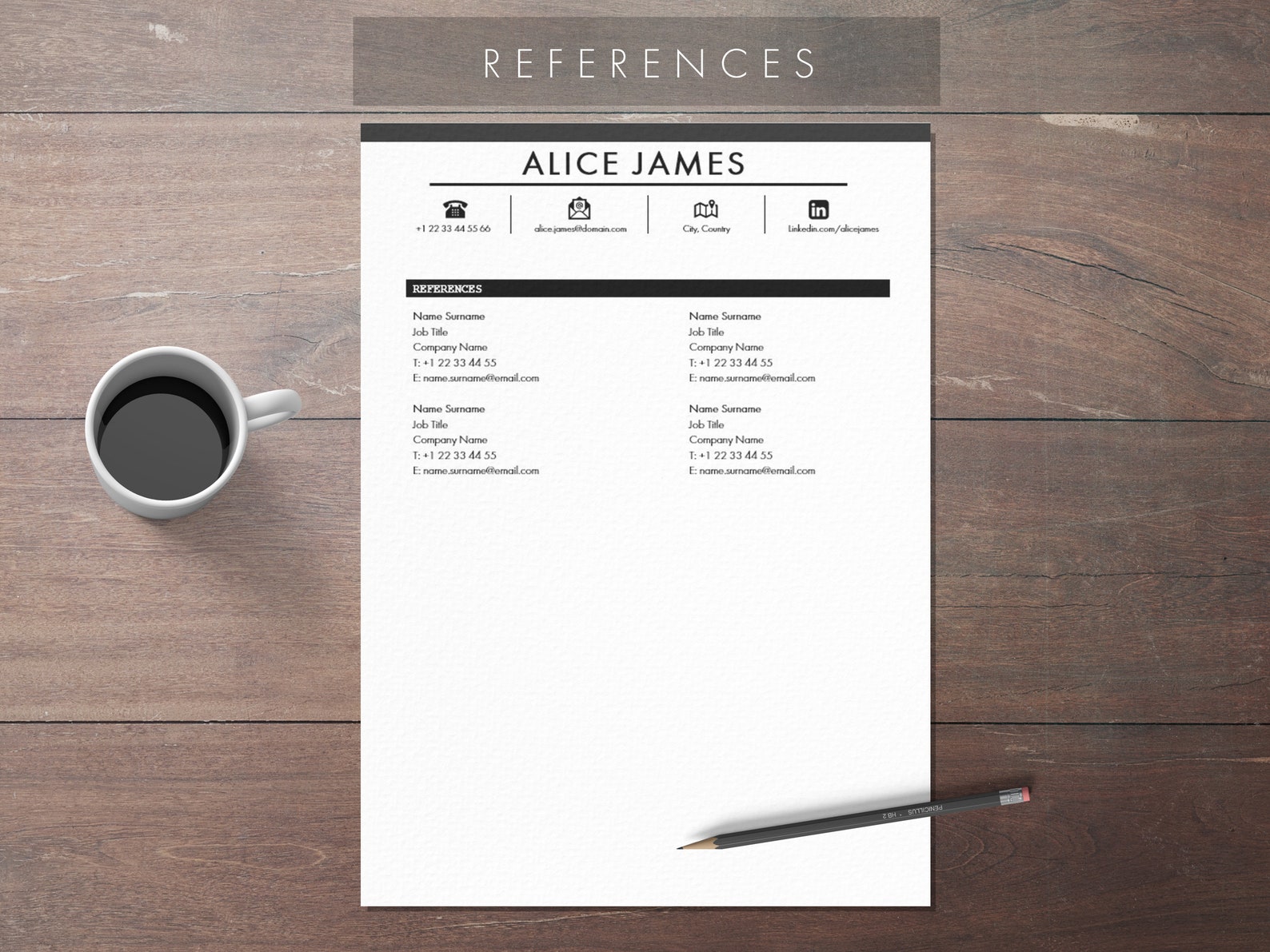 Professional One Page Resume Template, Minimalist Creative CV Template ...
