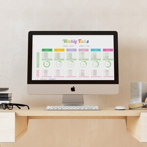 Colorful Tasks and Chores Chart: Goal Planner Google Sheets (digital ...