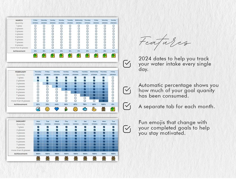 Water Intake Tracker Spreadsheet, Daily Water Intake Template Google ...