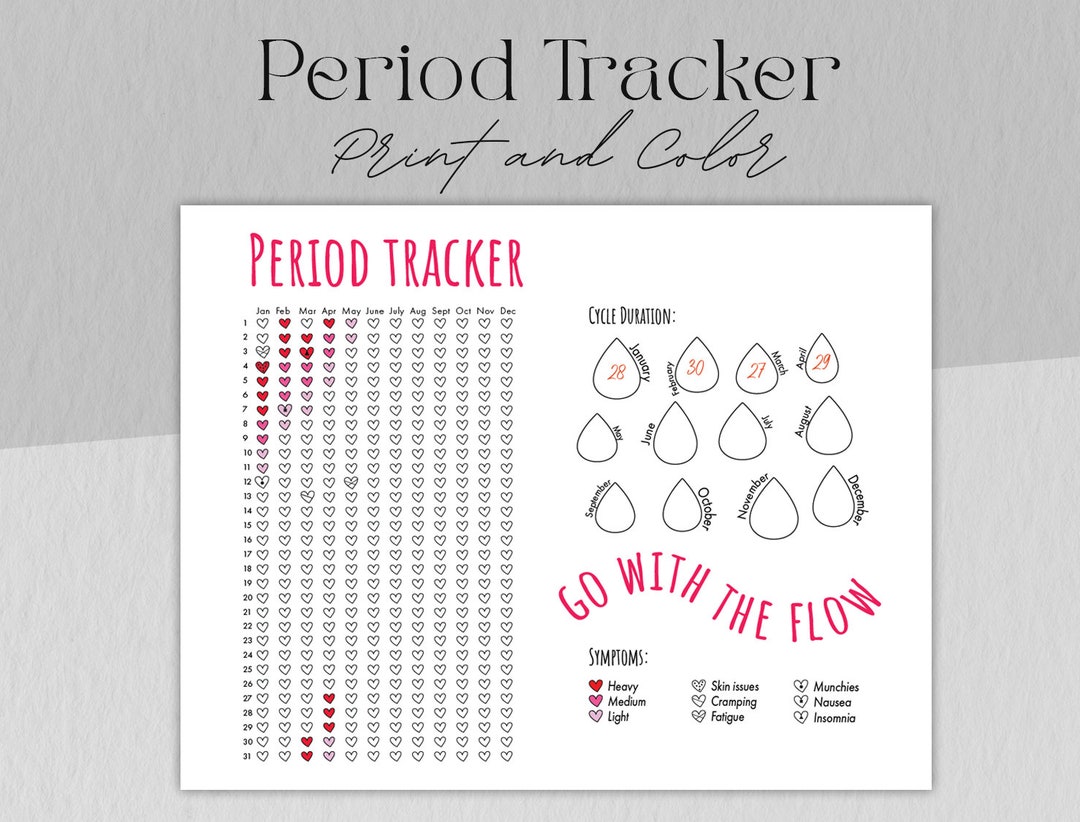Printable Period Tracker, Period Log Template, Cute Period Journal ...