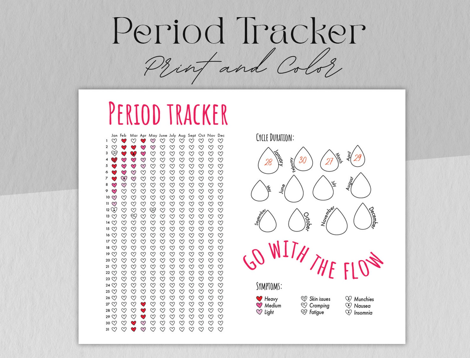 Printable Period Tracker, Period Log Template, Cute Period Journal ...