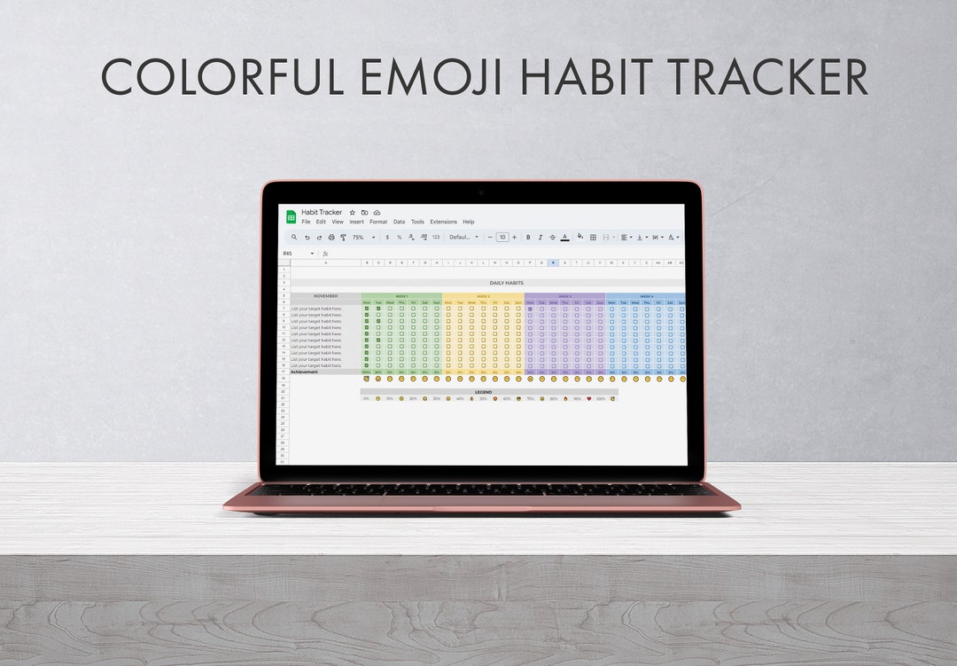 Emoji Habit Tracker Spreadsheet for Google Sheets (digital File) - Etsy UK