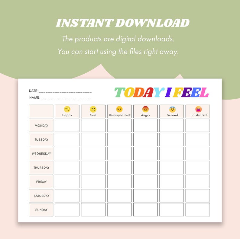 Kids Mood Tracker: Printable Happiness Journal (PDF Download A4/US ...