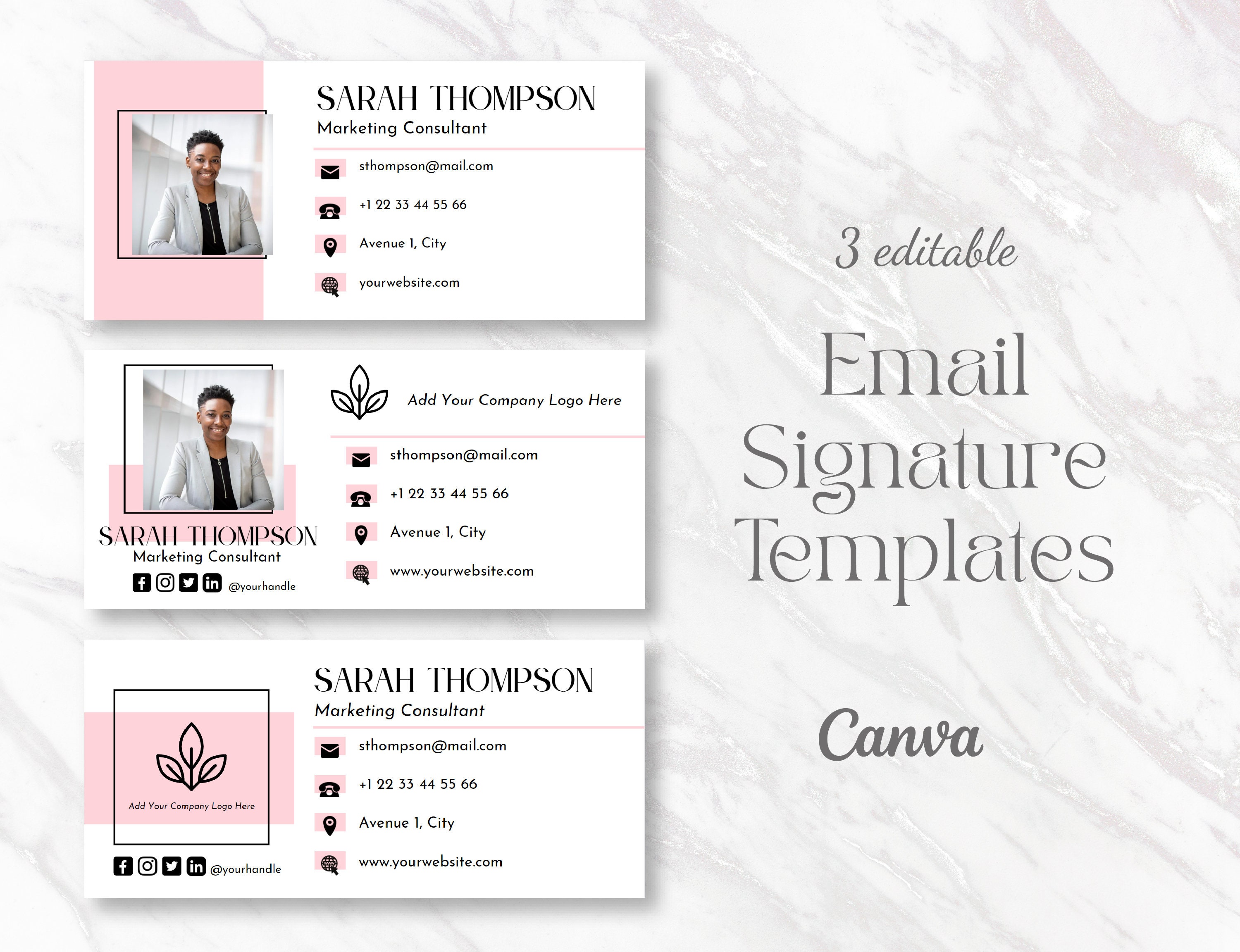 Editable Email Signature Templates for Canva (digital File) - Etsy