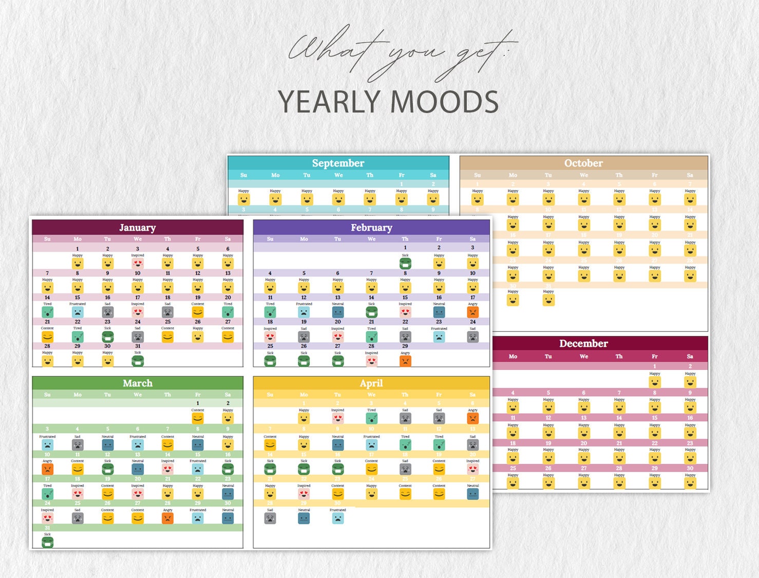 Mood Tracker Google Sheets Template, Mood Journal Digital, Feelings and ...