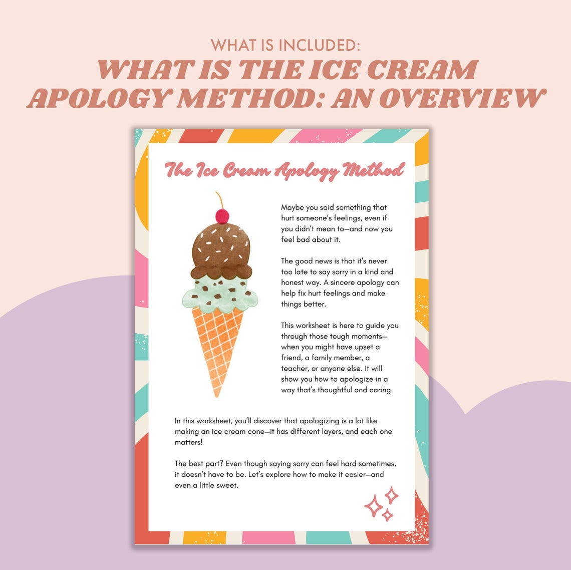 Ice Cream Apology Method Worksheet: Kids Communication Skills (PDF ...
