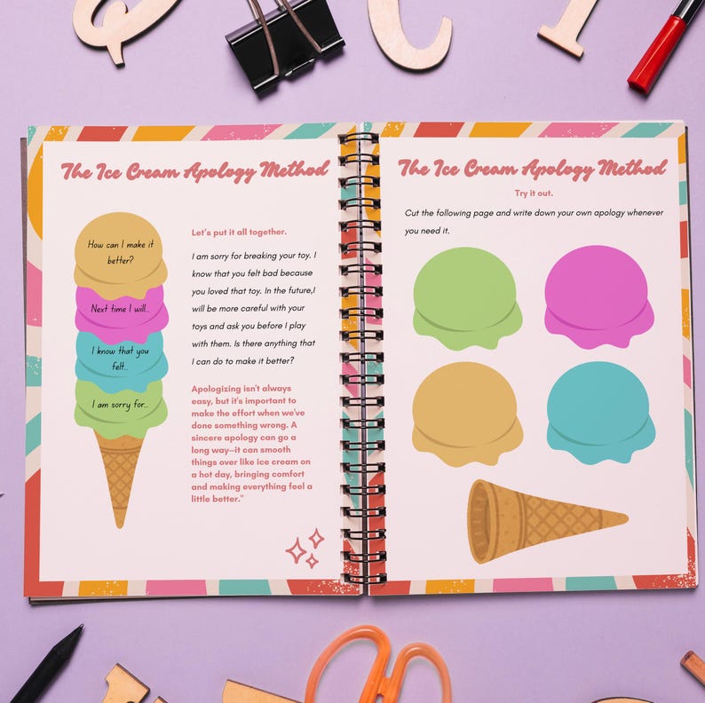 Ice Cream Apology Method Worksheet: Kids Communication Skills (PDF ...