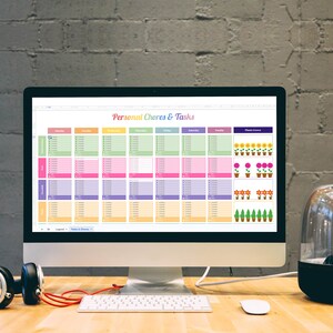 Rainbow Chore Chart, Personal Tasks Tracker, Daily Tasks Planner, Chore ...