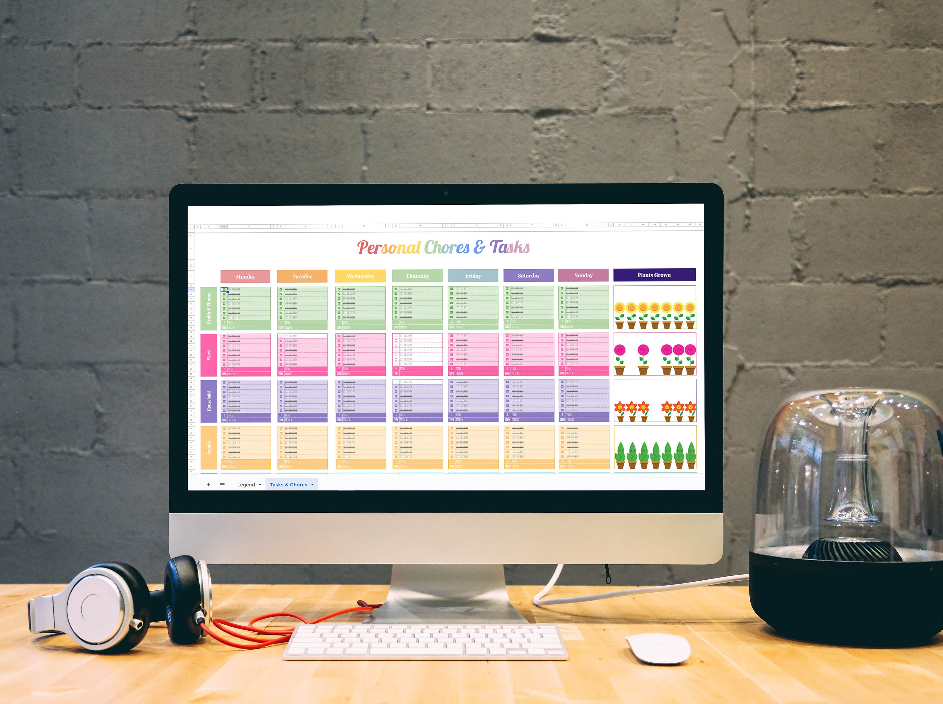 Rainbow Chore Chart, Personal Tasks Tracker, Daily Tasks Planner, Chore ...