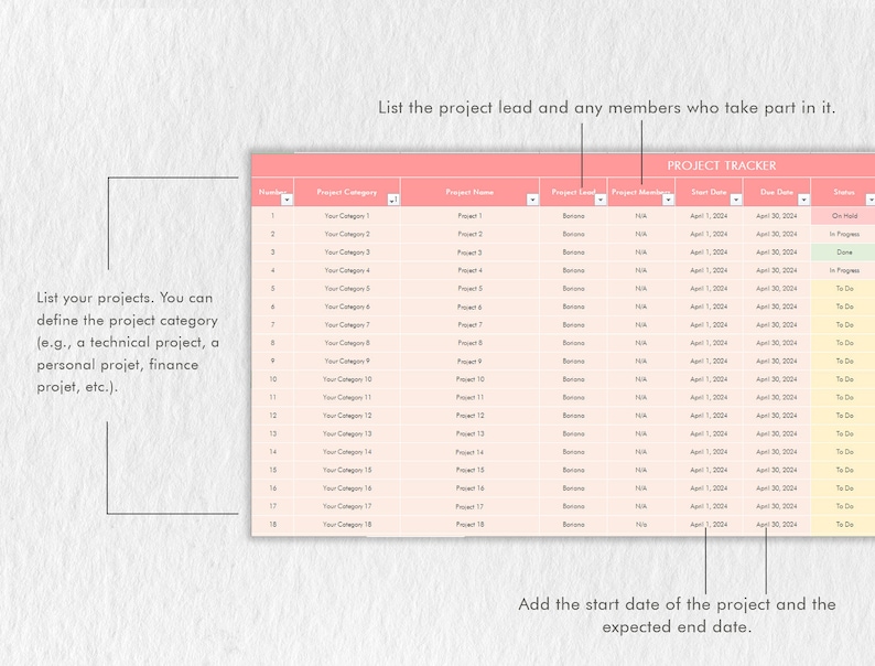 Project Tracker Excel Template: Task & Resource Management (digital ...