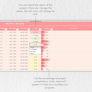 Project Tracker Excel Template, Project Progress Tracker, Project ...
