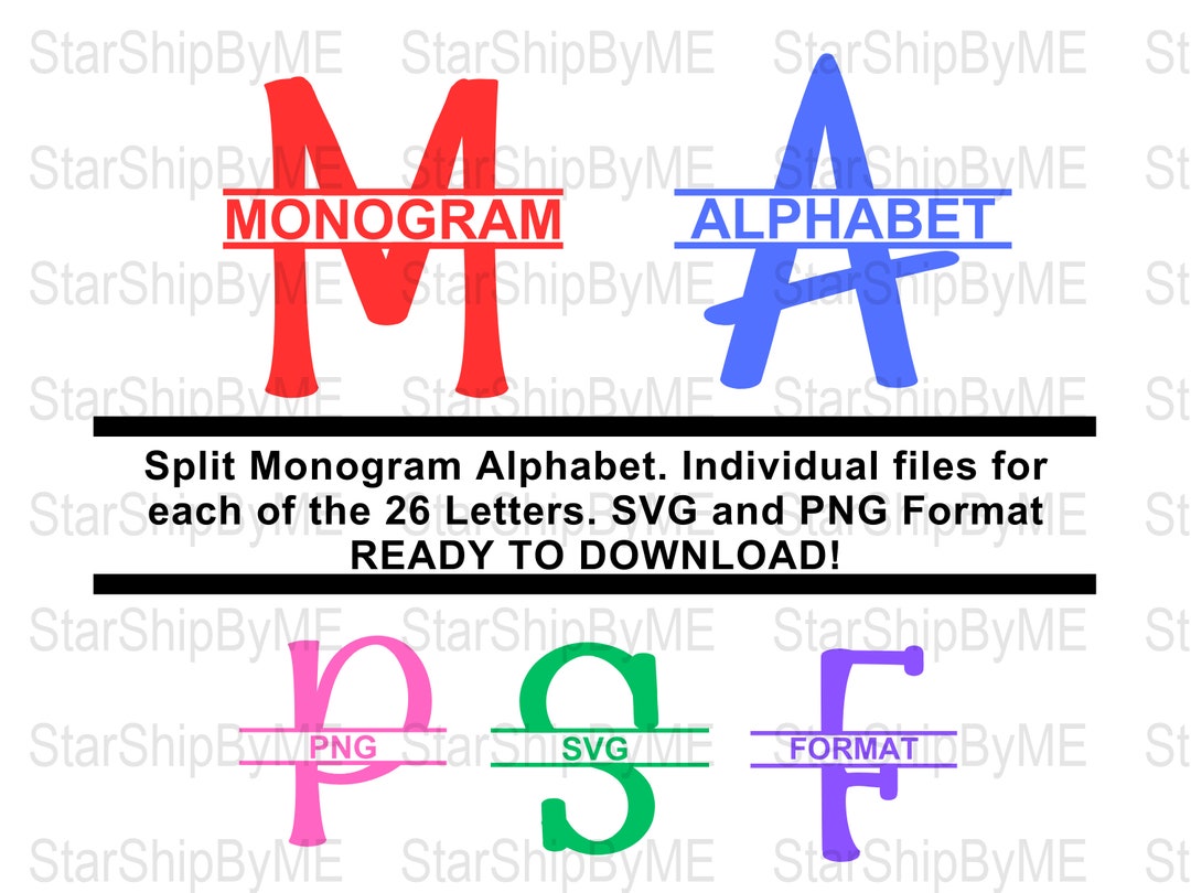 Split Monogram Alphabet SVG, Full A to Z Letters, Digital Download for ...