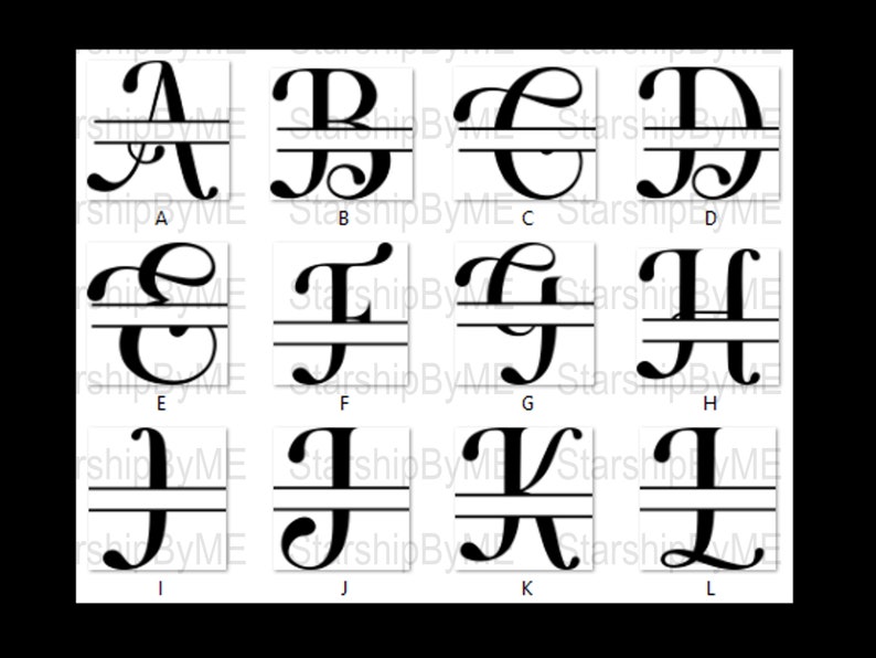 Split Monogram Alphabet SVG, PNG Files, Digital Download, Full Alphabet ...