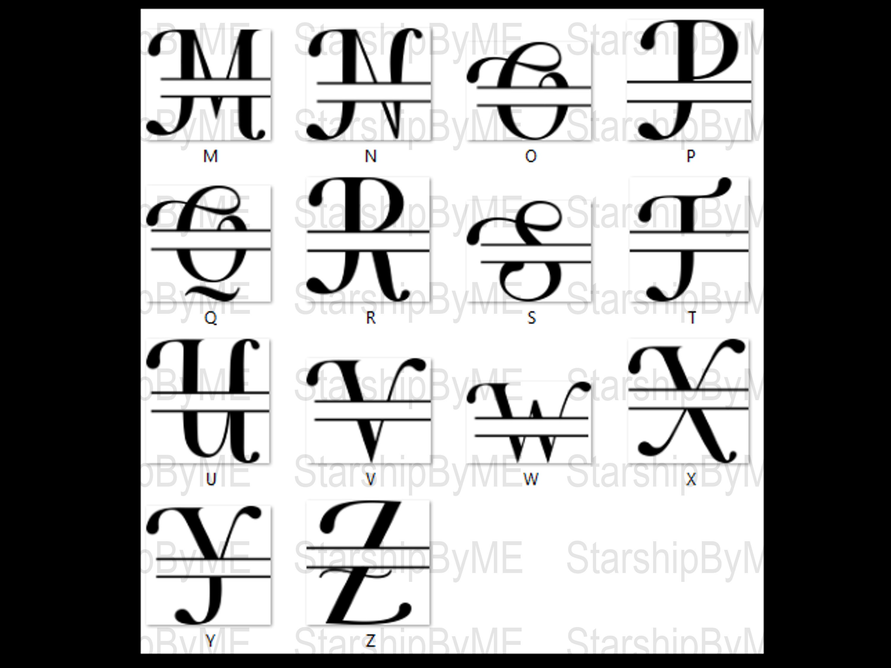 Split Monogram Alphabet SVG, PNG Files, Digital Download, Full Alphabet ...