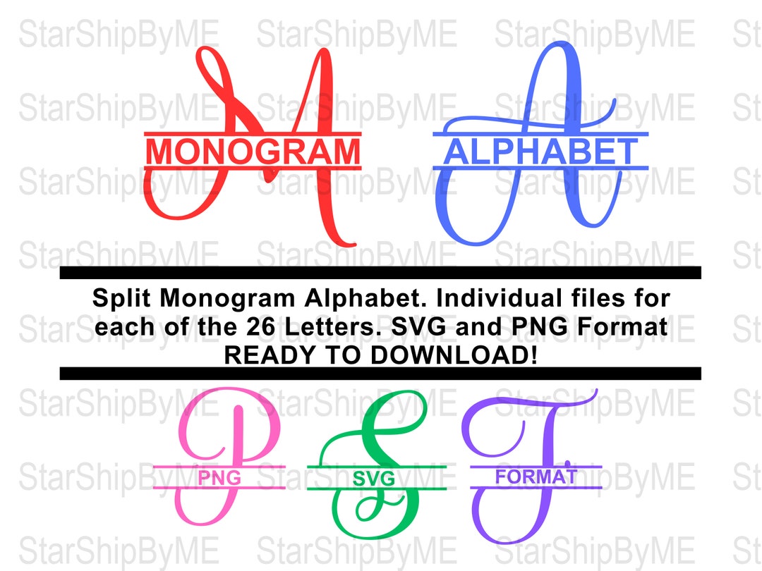 Split Monogram Alphabet SVG, PNG Files, Digital Download, Cricut Cut ...