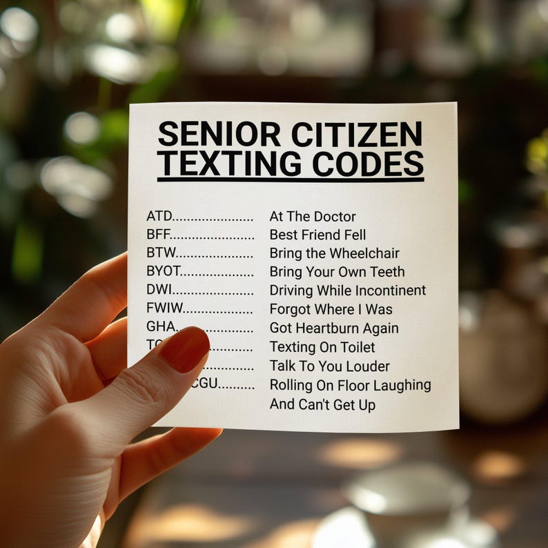 Custom Cocktail Napkin, Senior Citizen Texting Codes Napkin, Funny ...