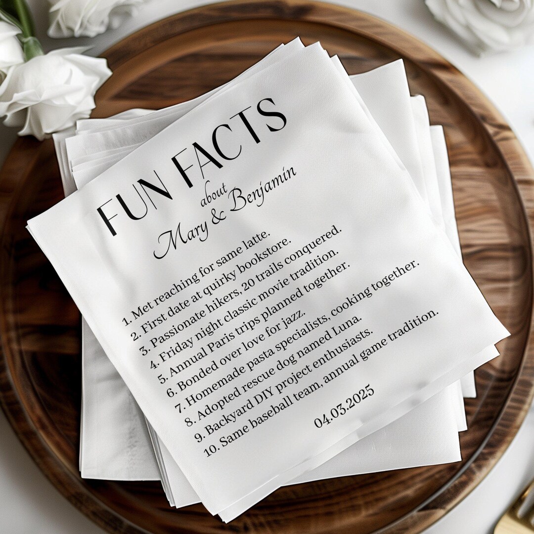 Custom Cocktail Napkins, Fun Facts About the Happy Couple Napkin Set ...