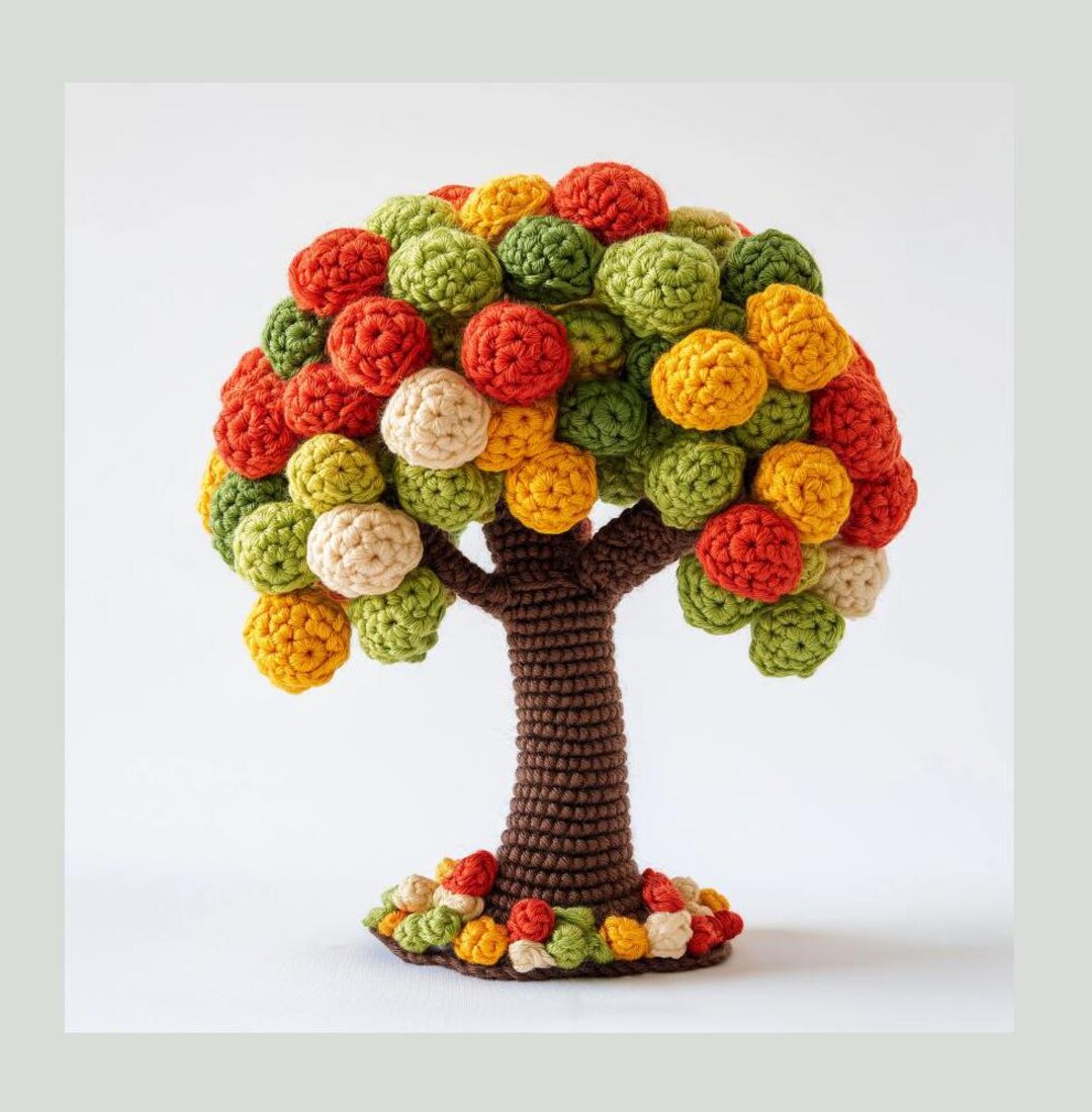 Crochet Autumn Tree Pattern, Amigurumi Tree With Leaves & Flowers, Fall ...