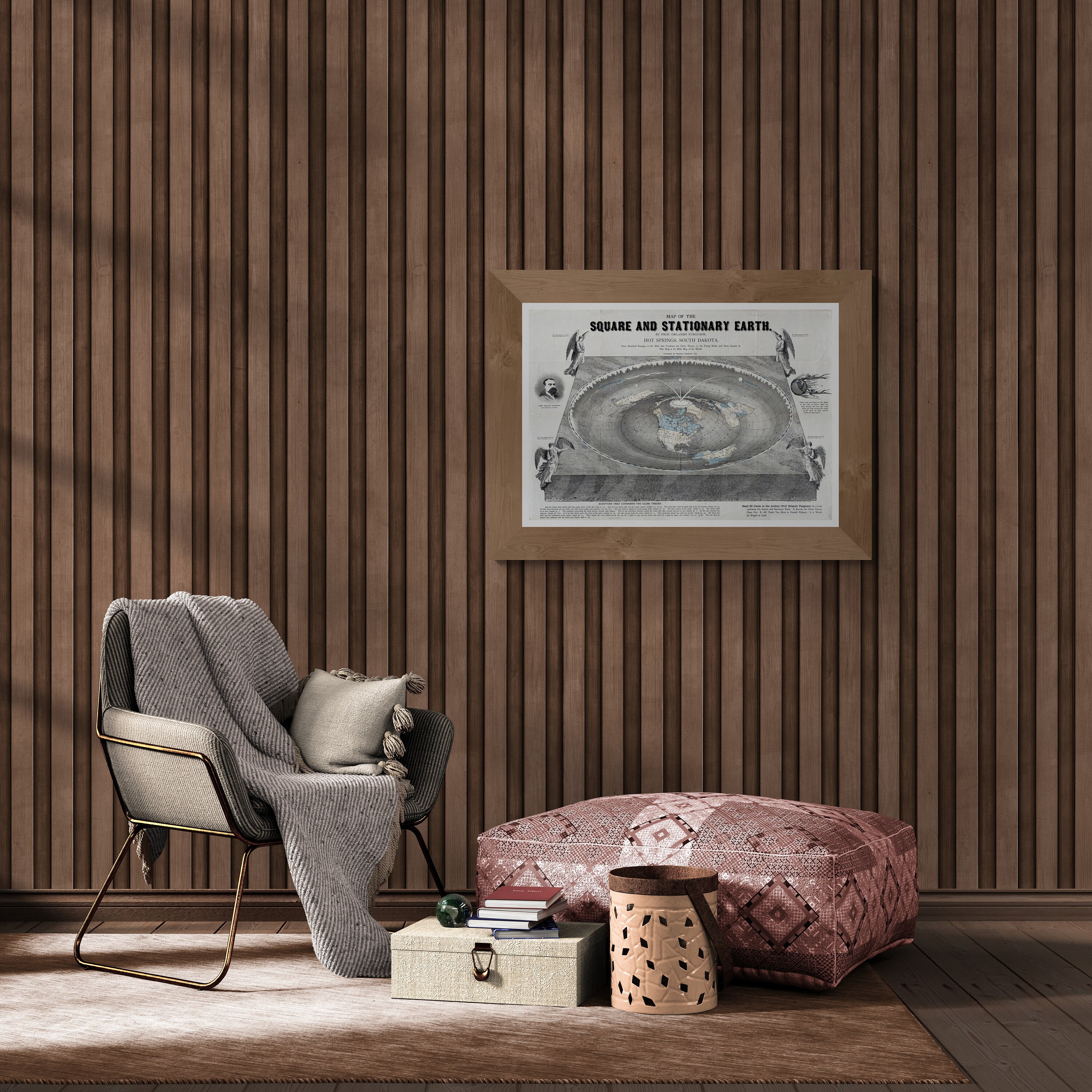 Flat Earth Map of the Square and Stationary Earth 1893 24" X 36 ...