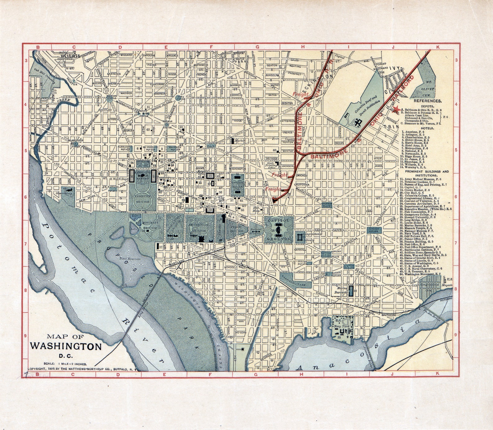 Washington DC 8.5 X 11 Historic Map 1897 Digital Download - Etsy