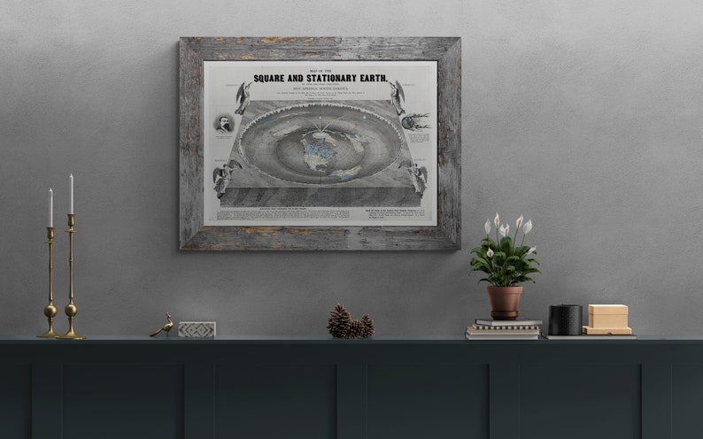 Flat Earth Map of the Square and Stationary Earth 1893 24" X 36 ...