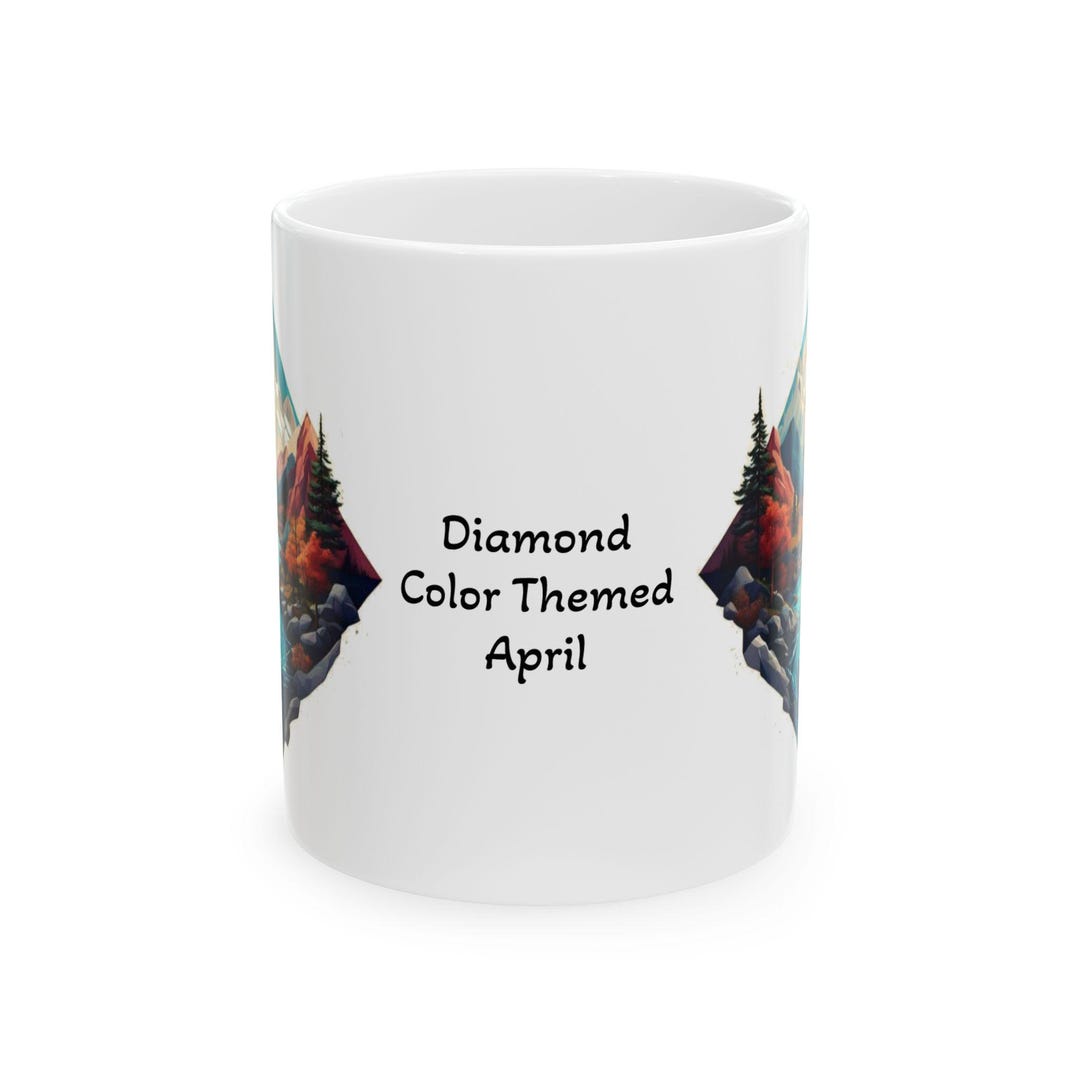 Diamond Color Themed Ceramic Mug - Perfect Gift for April Birthdays ...