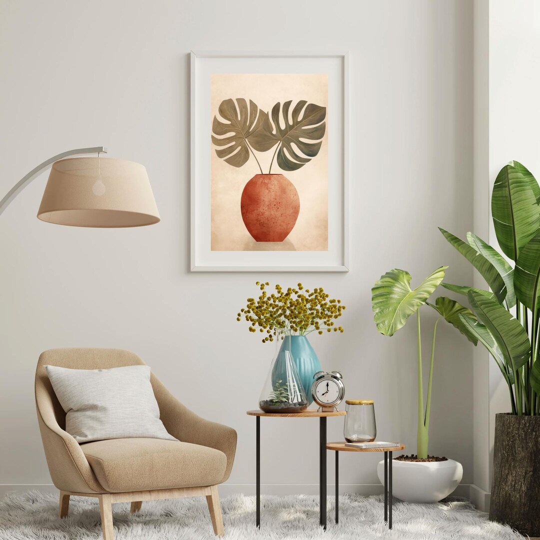 Boho Plant Wall Art | Minimalist Botanical Print | Neutral Aesthetic ...