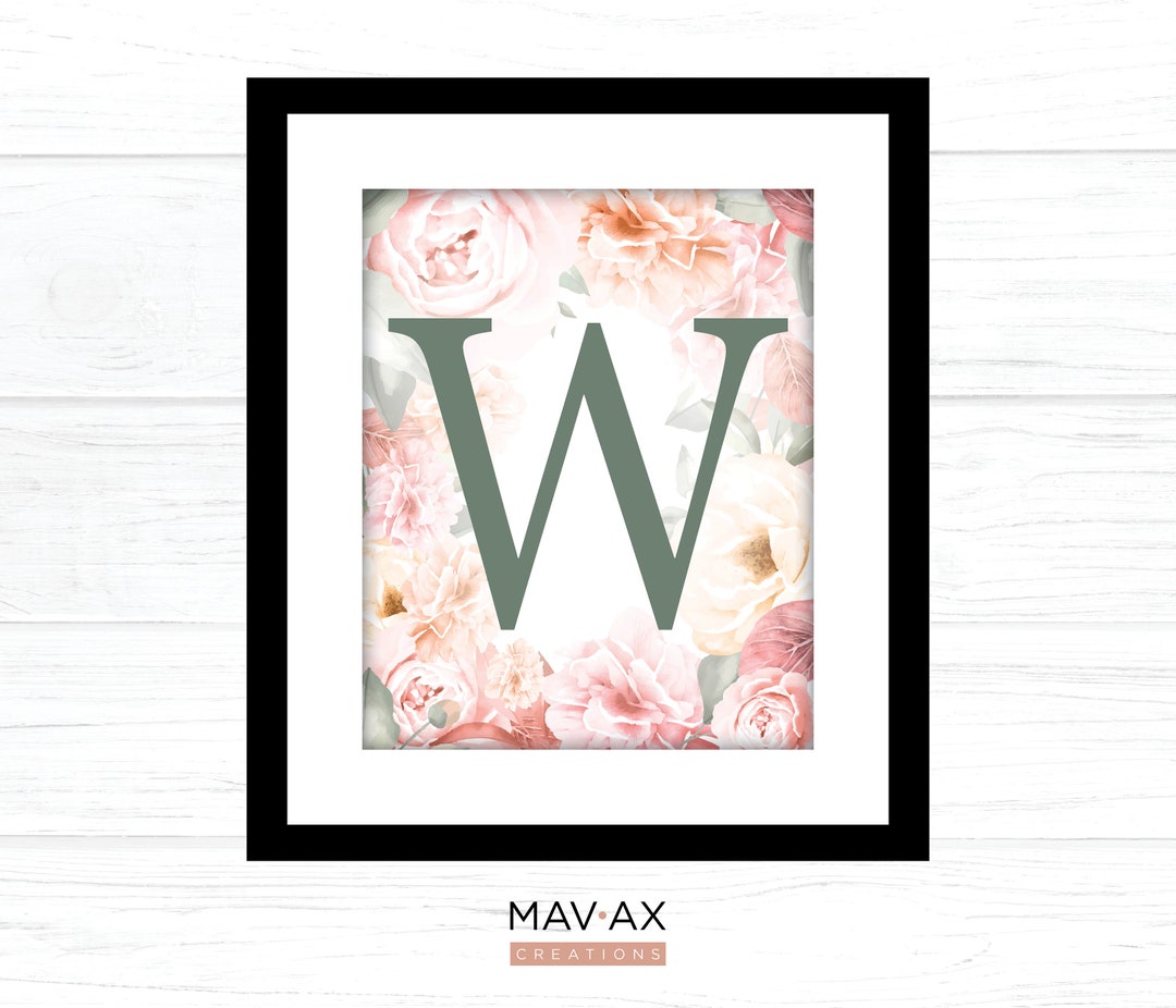 Letter W - Wall Art - 8x10 - Flowers - Digital Download - Etsy