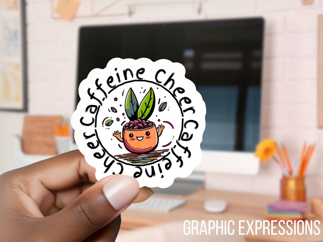 Caffeine Cheer Cute Colorful Sticker Summer Teacher Sticker Laptop ...