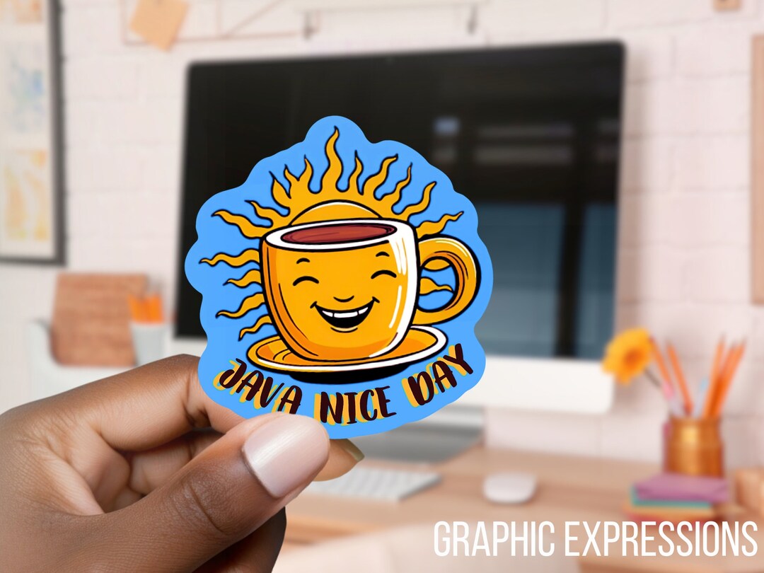 Java Nice Day Cute Colorful Sticker Summer Teacher Sticker Laptop, Phone, Hydro Flask Waterproof ...