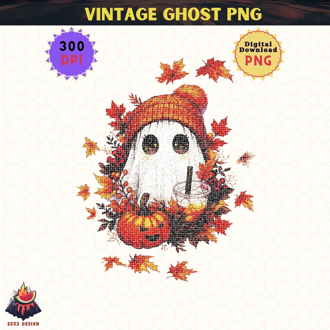 Vintage Ghost PNG, Halloween Ghost PNG, Halloween Fall Digital Download ...