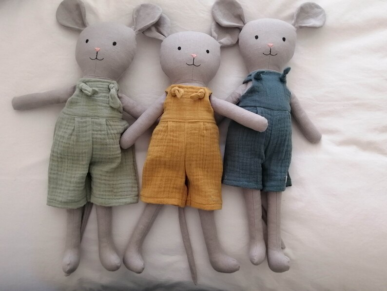 Sewing Pattern for 43cm Mouse Doll and Dungarees. Detailed Instructions ...