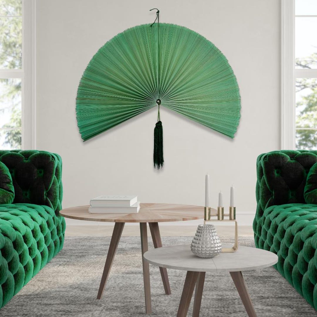 Bamboo Giant Fan Wall Hanging, Boho Large Wall Fan, Fan Headboard Wall ...