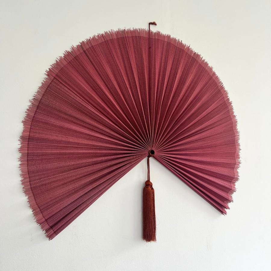 Bamboo Pink Fan, Handmade Bamboo Wall Fan, Wall Hanging Giant Fan ...