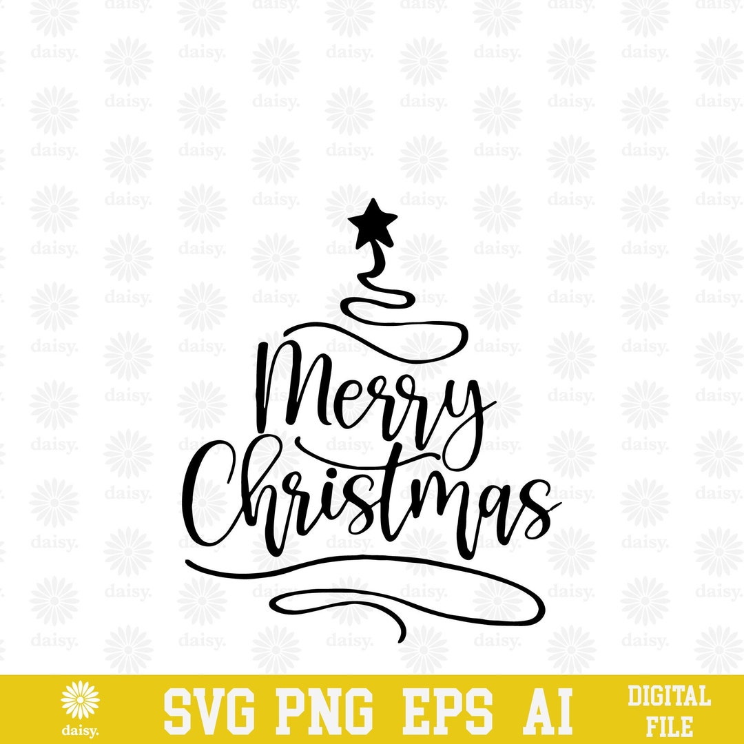 Cursive Merry Christmas Design SVG PNG EPS Cricut Clipart Cutfile Print ...