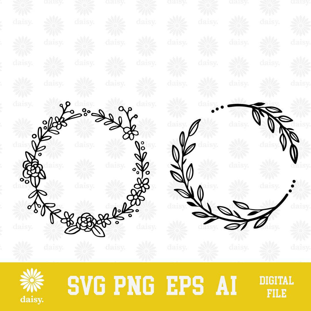 Floral Wreath Svg 2 Bundle Laurel Wreath Flower Wreath Wedding Wreath ...