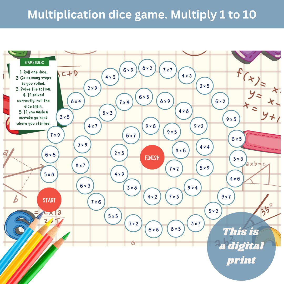 Multiplication Dice Game Times Table Game Multiplication - Etsy