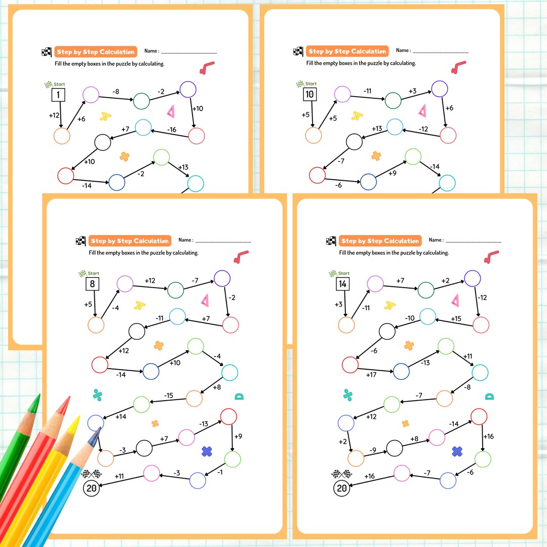 4 Pages Bundle Math Puzzle Numbers 1 to 20 addition and - Etsy