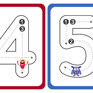 Number Tracing Flashcards, Numbers 0 to 9, Learn Numbers, Monster ...