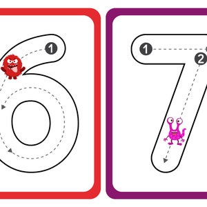 Number Tracing Flashcards, Numbers 0 to 9, Learn Numbers, Monster ...