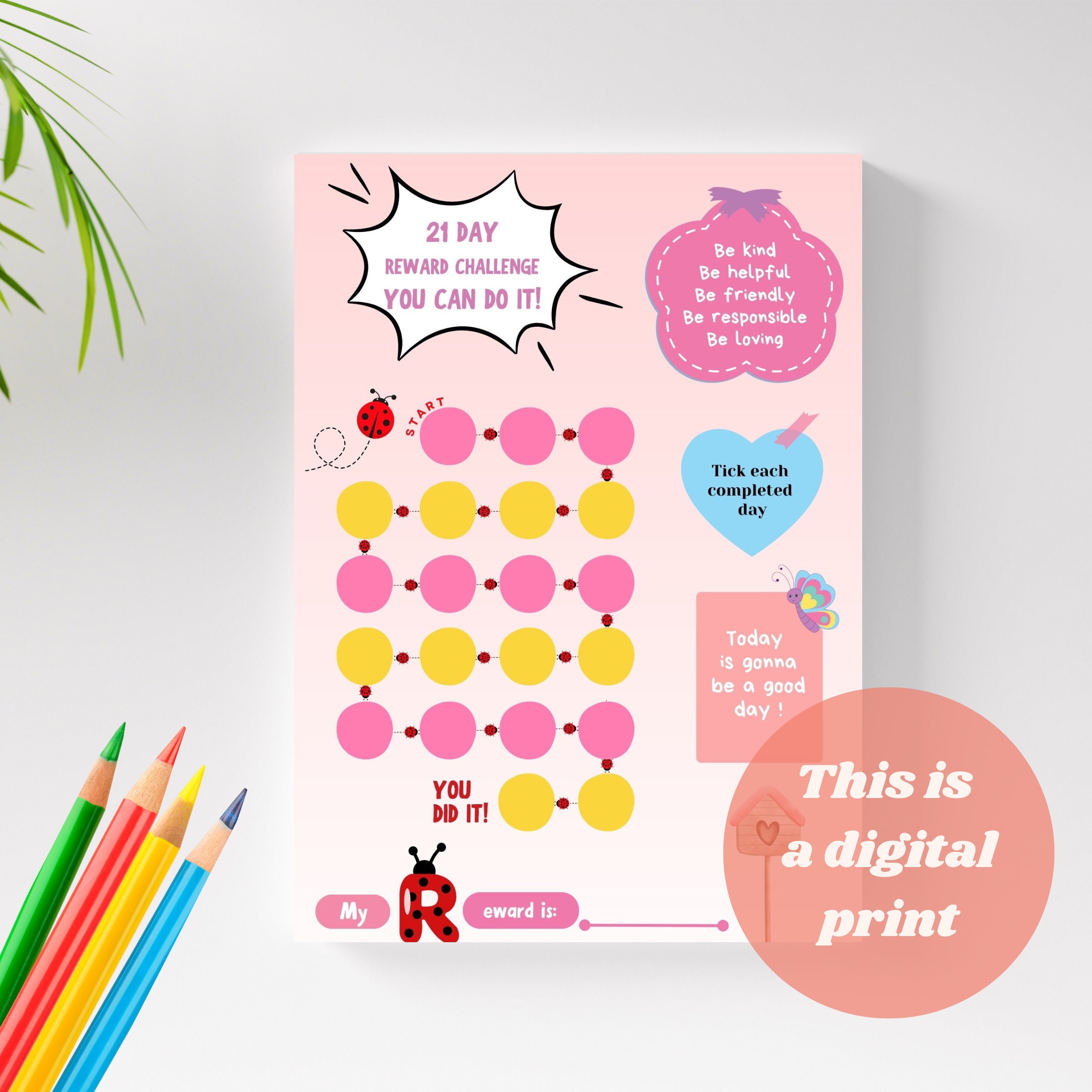 Kids Reward Chart Kids Motivation Chart Reward Chart Kids - Etsy