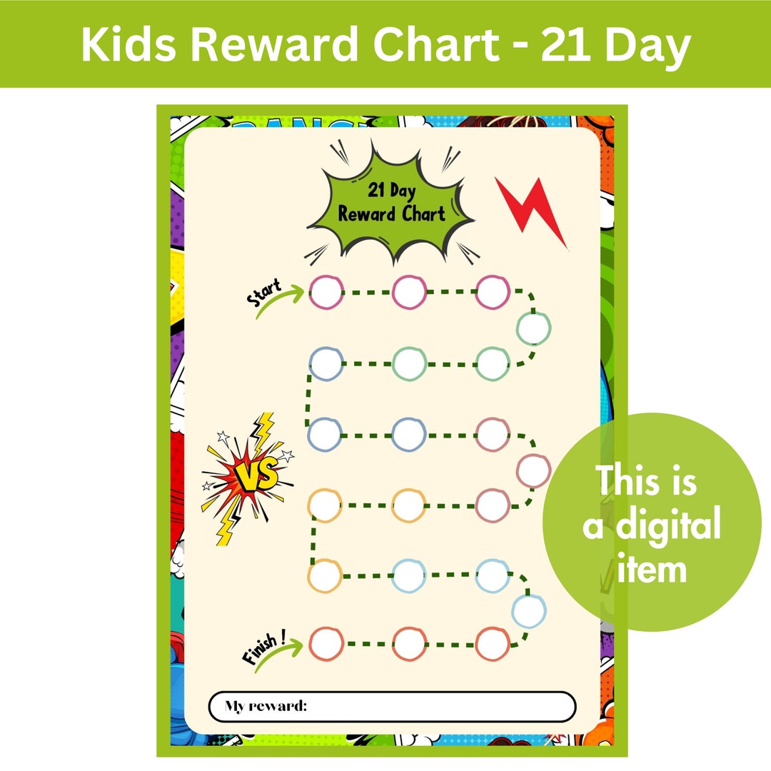 21 Day Kids Reward Chart Kids Motivation Chart Reward Chart - Etsy