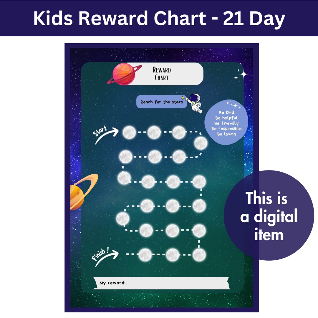 21 Day Kids Reward Chart, Kids Motivation Chart, Reward Chart, Kids ...