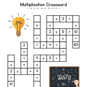 Multiplication Crossword Multiplication Worksheet Printable - Etsy